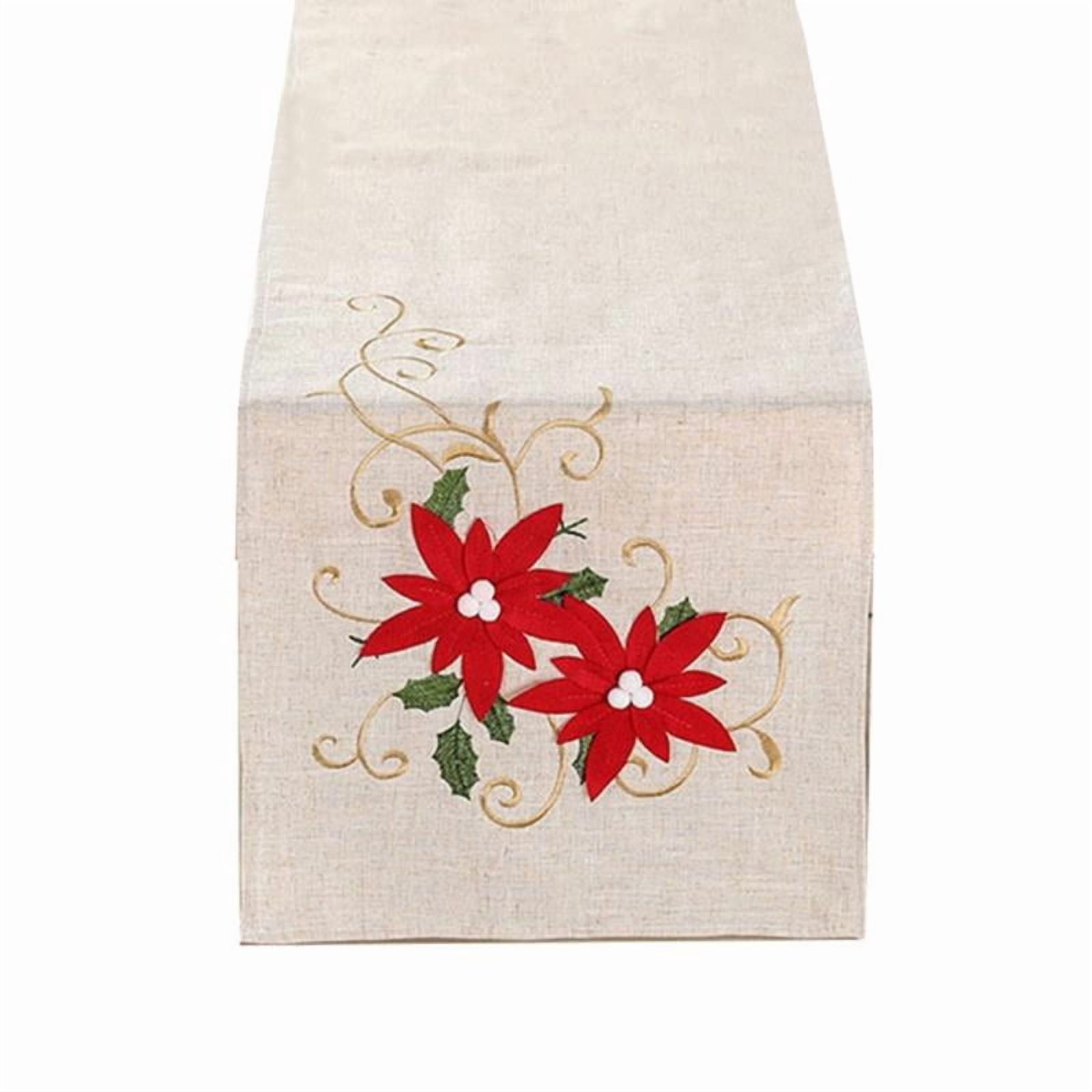 CEORPER Luxury Table Runner Embroidered Flower Polyester Table Linen ...