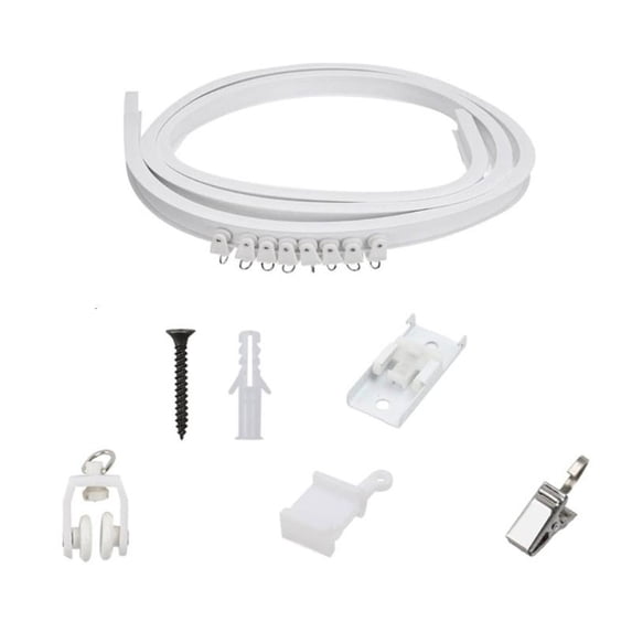 CEORPER Multipurpose 5 Meter Curved Curtain Rails Kits with Metal Clip ...