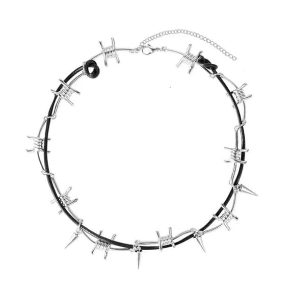 CEORPER Punk Rock Barbed Wire Necklace and Bracelet Set with Adjustable ...