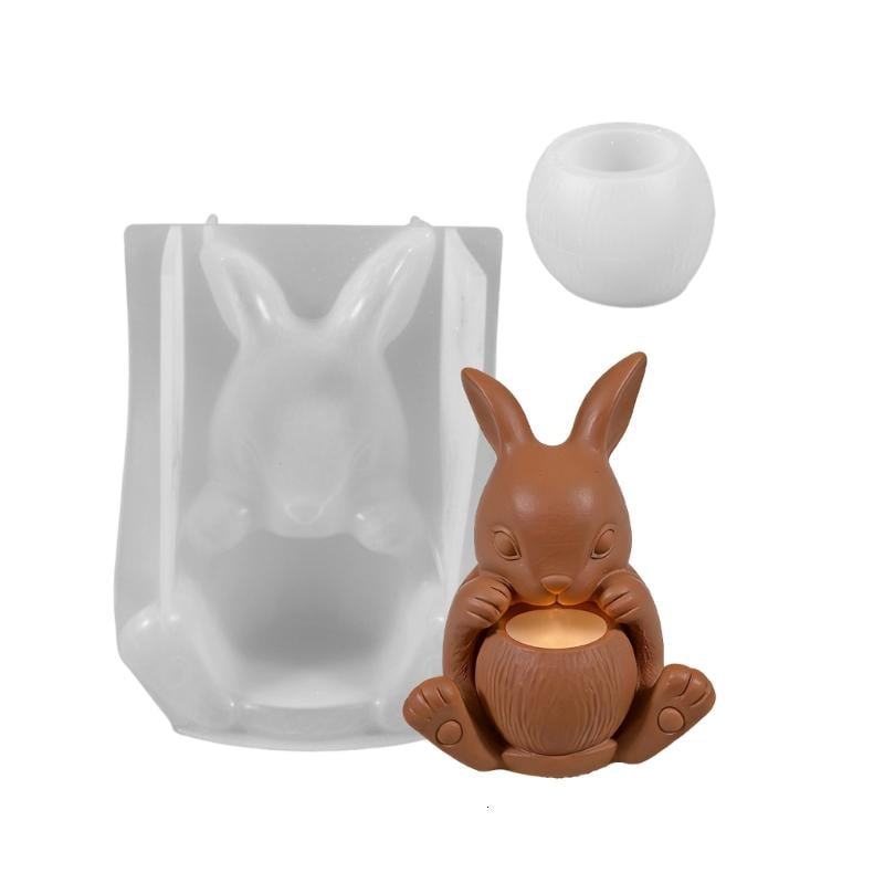 CEORPER Reusable Rabbit Silicone Mold For Making Unique Candle Holder ...
