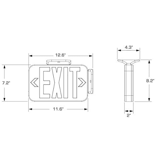 CER LED Emergency exit Sign, 11.6 in x 2 in x 8.2 in, White - Walmart.com