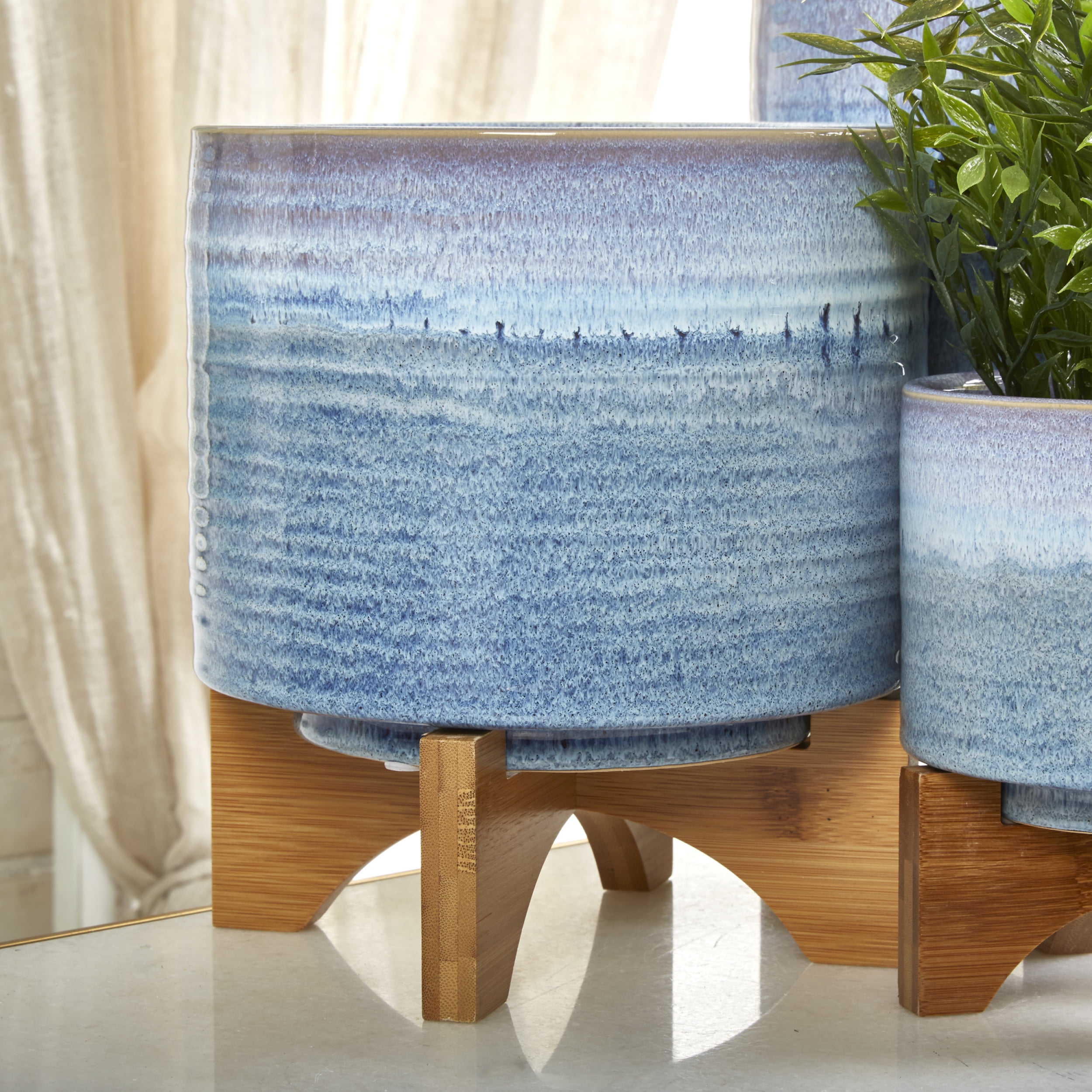 CERAMIC 8" PLANTER ON STAND, BLUE FADE 06800 - Walmart.com