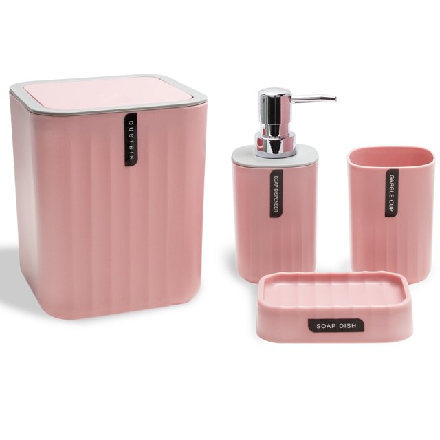 Cerbior 4 Piece Bathroom Accessories Set With Soap Dispenser Dish