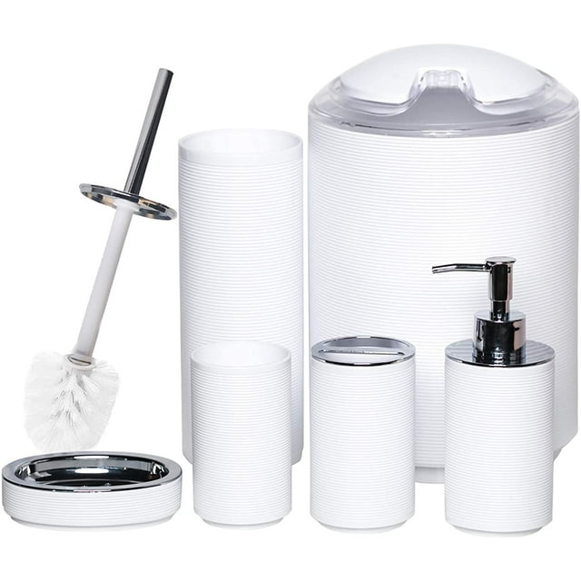 Cerbior 6 Piece Bathroom Set Soap Dispenser Toothbrush Holder Cup