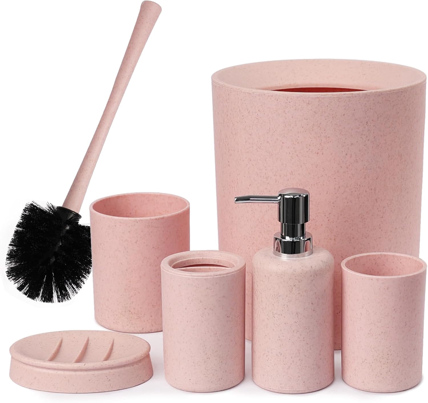 CERBIOR Bathroom Accessories Set 6 Piece Wheat Straw Bath Ensemble ...