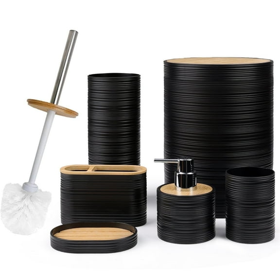 Bathroom Accessories Set 6 Piece Bath Ensemble Includes Soap Dispenser ...