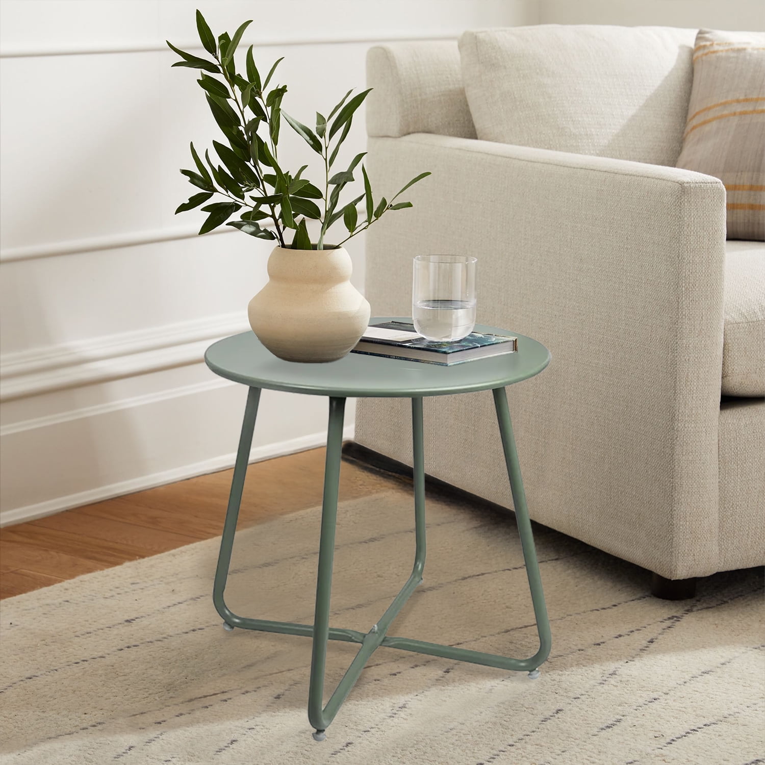 CERBIOR Small Metal Tray End Table, Anti-Rust, Waterproof for Living ...