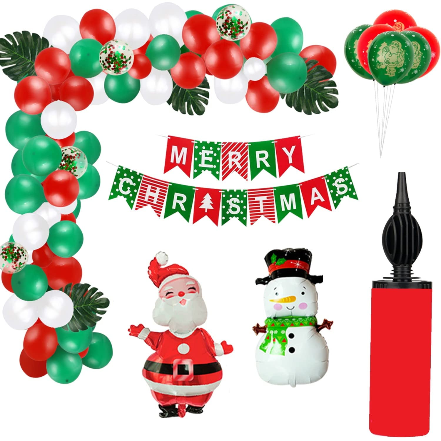 101 Pieces Christmas Decoration Set with Balloon Pump - Santa Claus ...