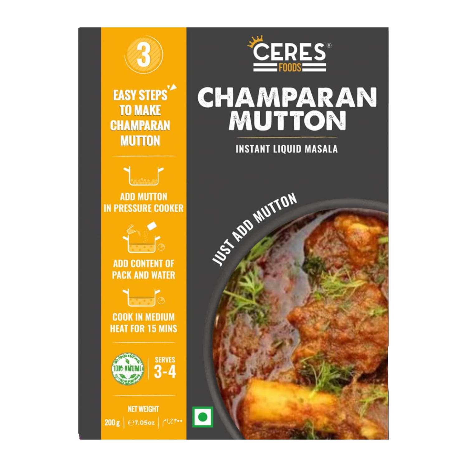 CERES FOODS India's Bihari Champaran Ahuna Handi Mutton Masala Ready to ...