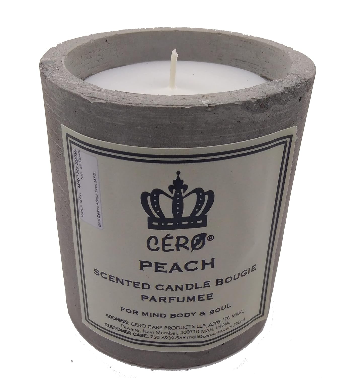 CERO Peach Scented Wax Candle in Concrete Pot - Walmart.com