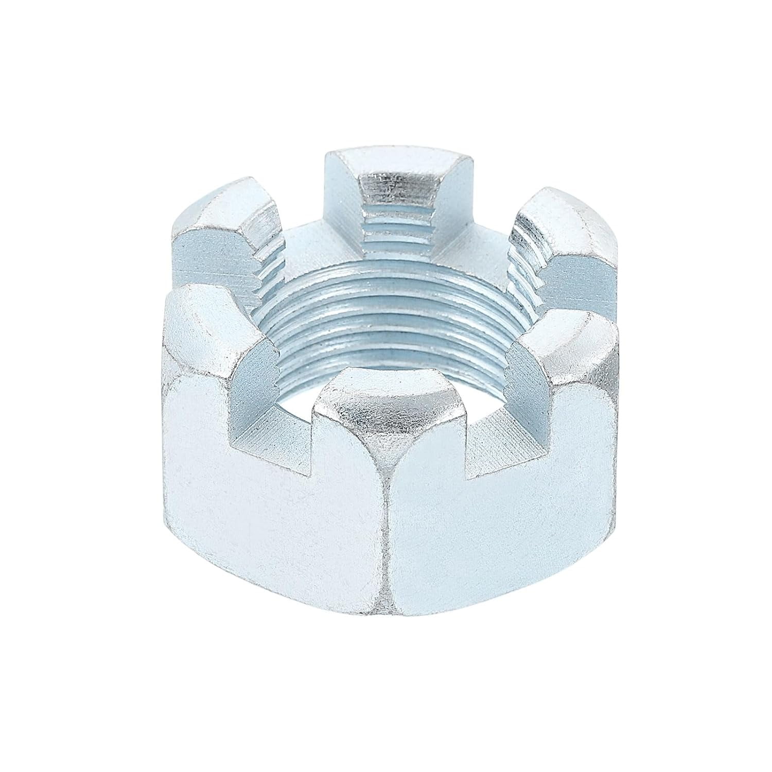 CERPXFF-1 1/8-12UNF Hexagon Slotted Nut, Grade 6.8 Zinc-Plated Carbon ...