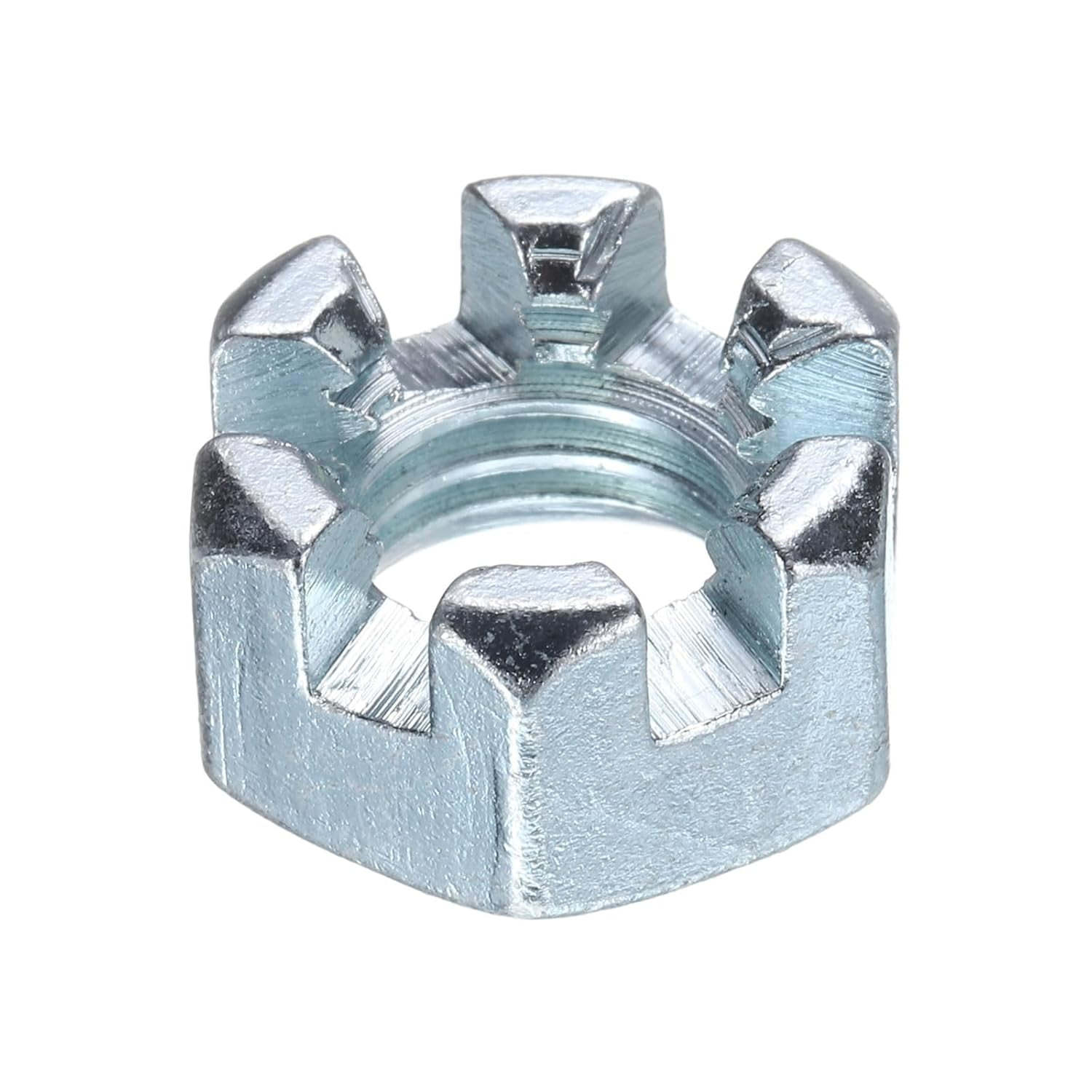 CERPXFF-1/2"-13 Hexagon Slotted Nut, Grade 6.8 Zinc-Plated Carbon Steel ...