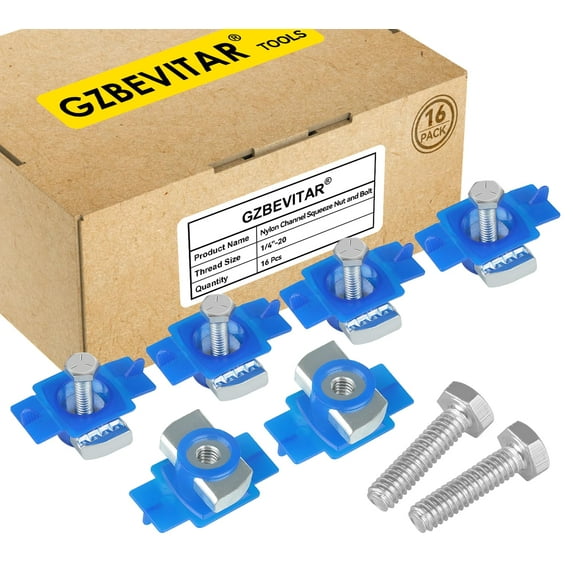 CERPXFF-1/4"-20 Nylon Channel Squeeze Nut and Bolt, Strut Channel Cone ...