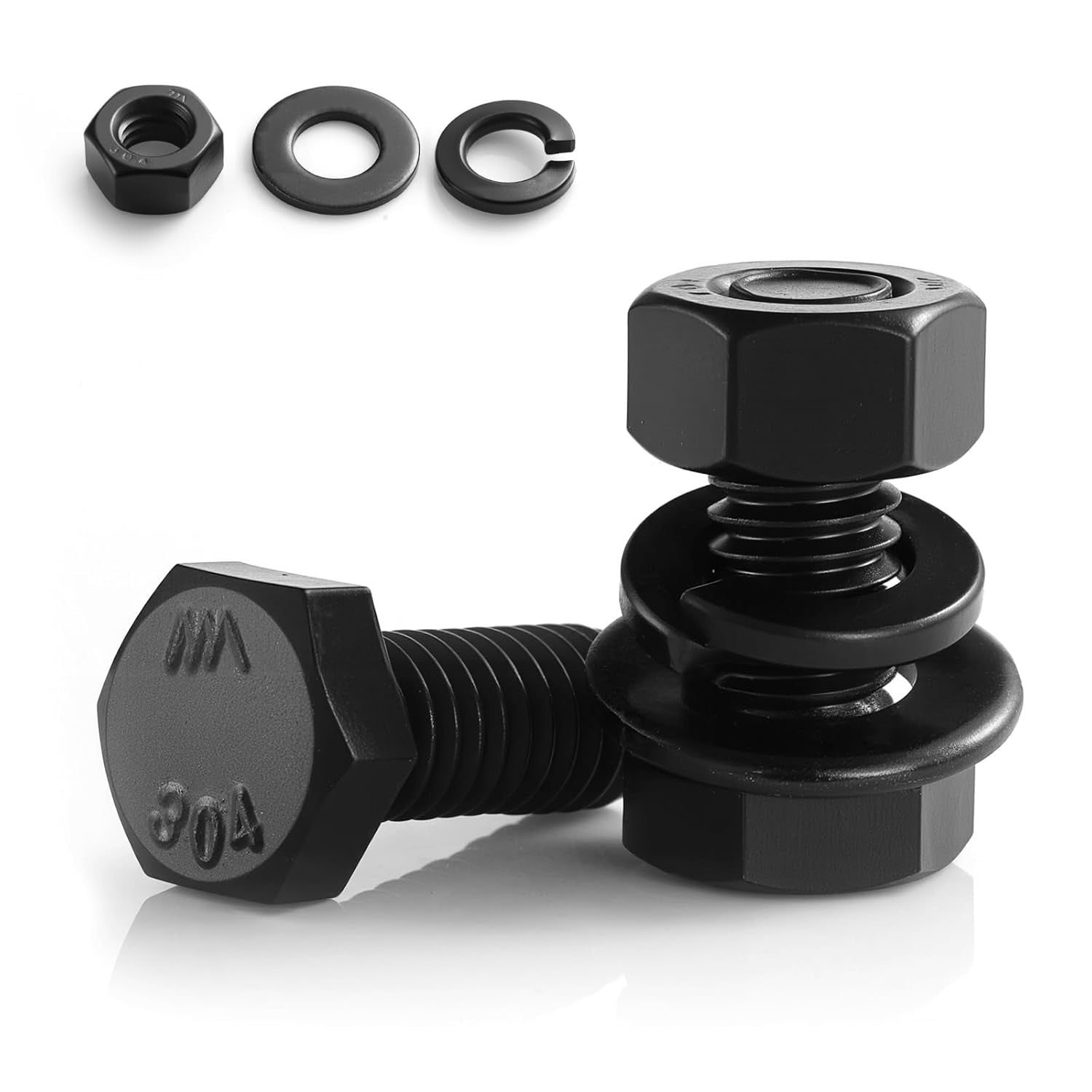 CERPXFF-1/4-20 x 1/2" Hex Head Screws Bolts,Hex Nuts,Flat & Lock Washers,304 Stainless Steel 18 ...