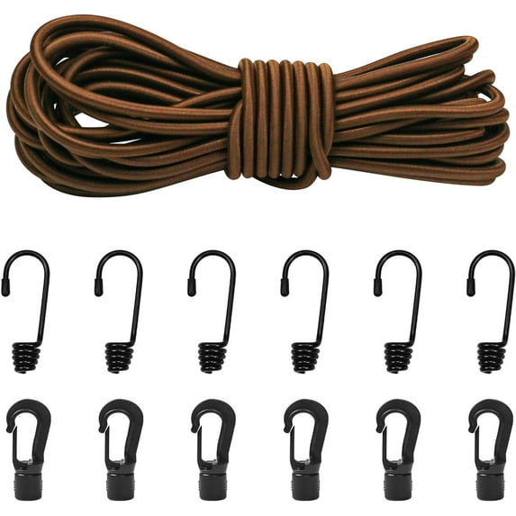 CERPXFF-1/4" Bungee Shock Cords with Hooks, 32 Feet Elastic Nylon Cords ...