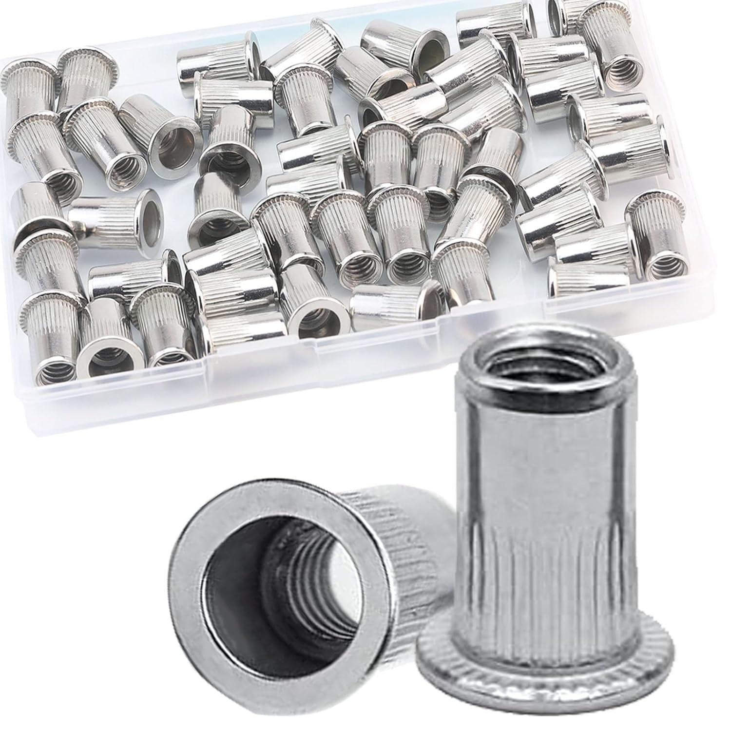 CERPXFF-1/4\u201d-20 UNC Rivet Nut, 80Pcs 304 Stainless Steel Flat Head ...