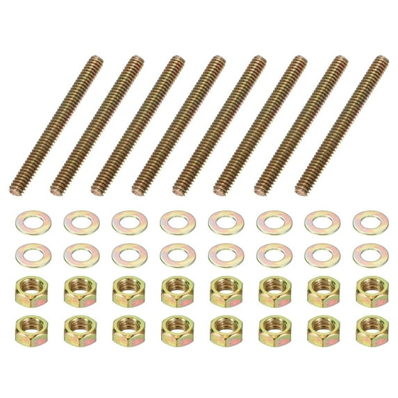 CERPXFF-1/4" x 2-1/2" Color Zinc Fully All Thread Rod, 8 Pcs Carbon ...