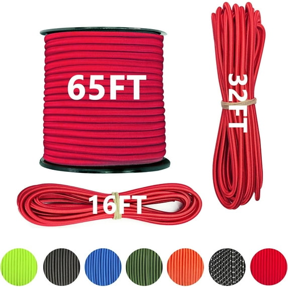CERPXFF-1/4" x 32' Marine Grade Bungee Cord Elastic Shock Cord, Kayak ...
