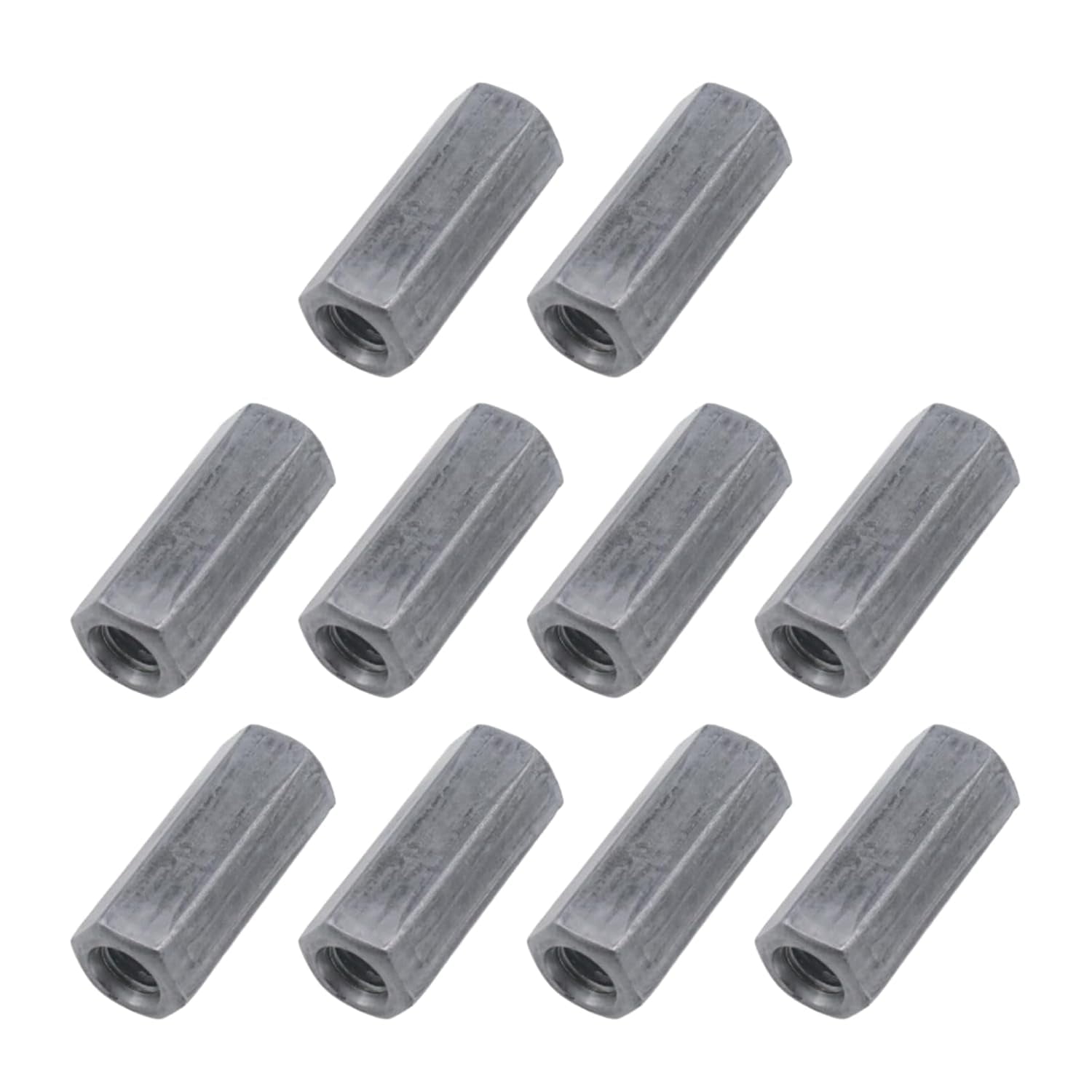 CERPXFF-10-Pack M6 Hex Coupling Nut, Galvanized Low Carbon Steel Hex ...