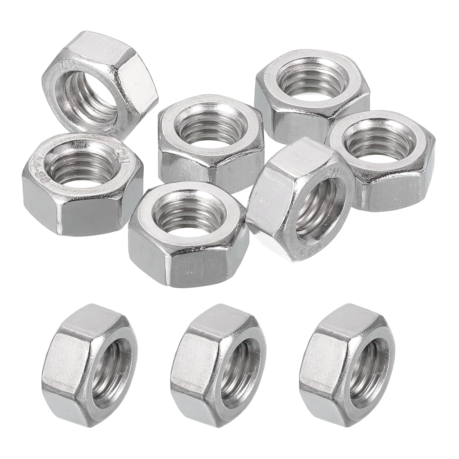 CERPXFF-10 Pcs M8x1.25mm Hex Nuts, 316 Stainless Steel Metric Coarse ...