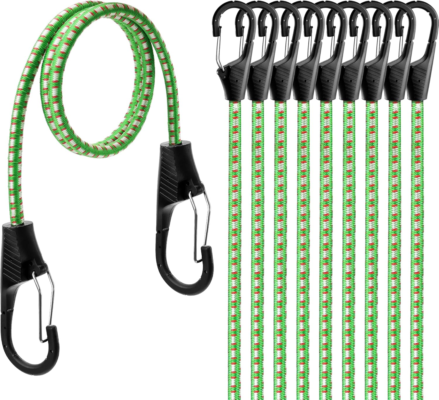 CERPXFF-10-Piece Heavy Duty Bungee Cords with Metal Hooks, 40\u201d ...