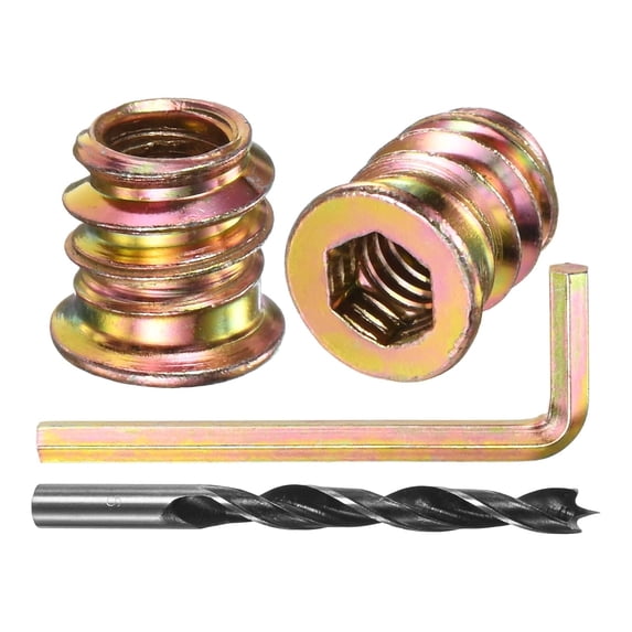 CERPXFF-100-Pack Threaded Inserts for Wood, 1/4-20x10mm Hex Drive ...