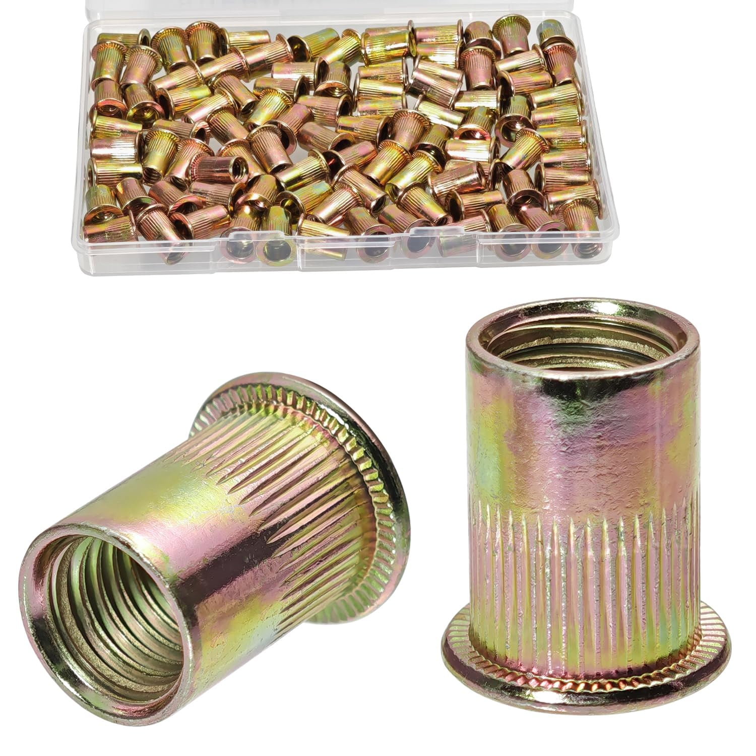 CERPXFF-100PCS 1/4"-20 Rivet Nuts Carbon Steel Zinc Plated 1/4 UNC ...