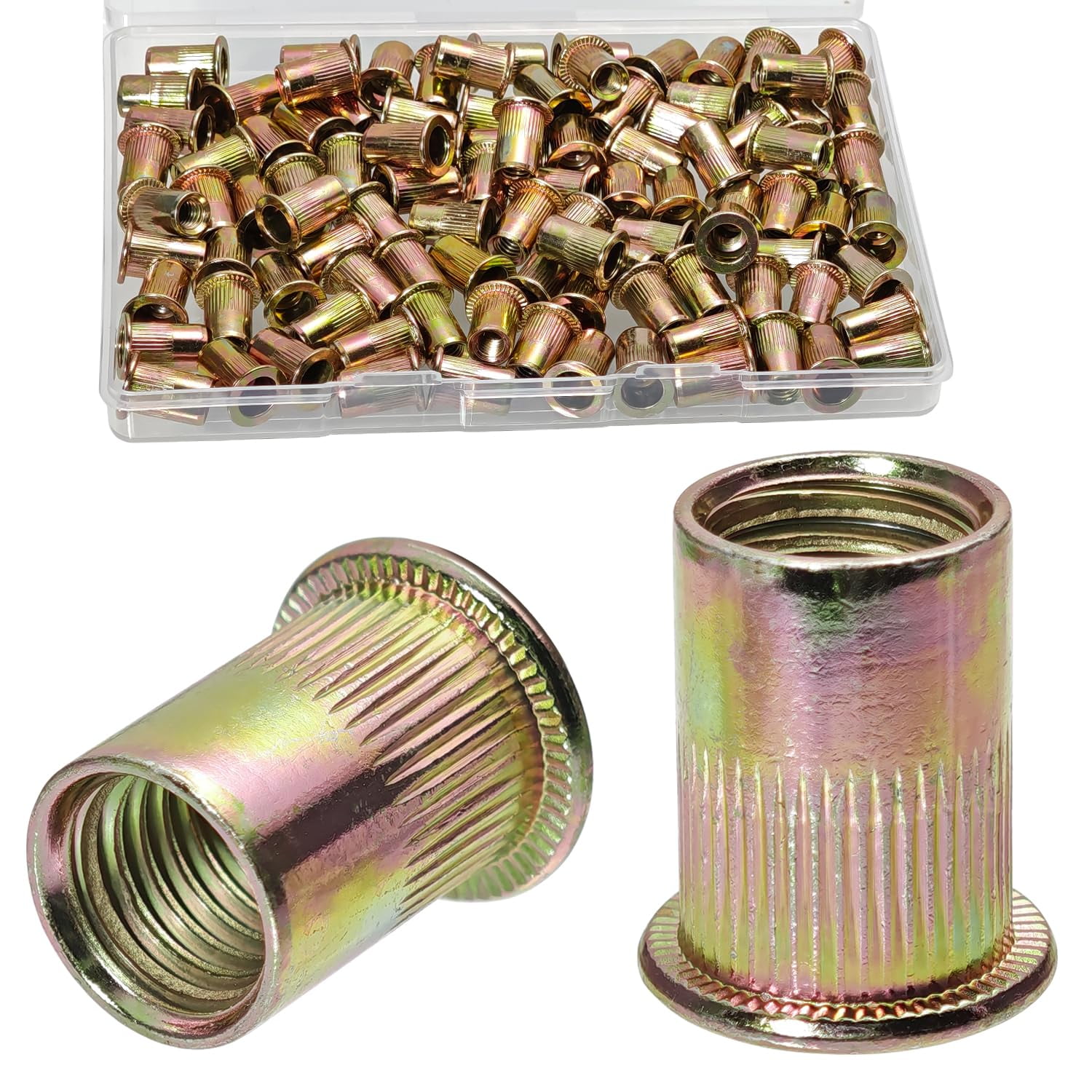 CERPXFF-100PCS M6 Rivet Nuts Carbon Steel Zinc Plated Metric Rivets ...