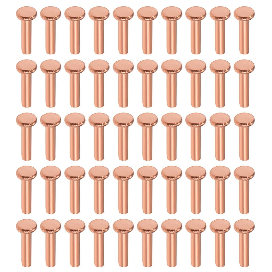 CERPXFF-100Pcs Copper Solid Rivets, 3/32" x 25/64" Flat Head Rivet ...