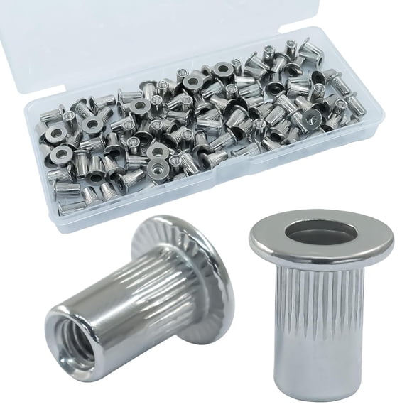 CERPXFF-100Pcs M3 Rivet Nuts - 304 Stainless Steel Flat Head Knurled ...