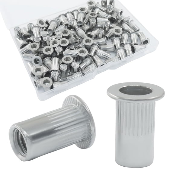 CERPXFF-100Pcs M5 Rivet Nuts - 304 Stainless Steel Flat Head Knurled ...
