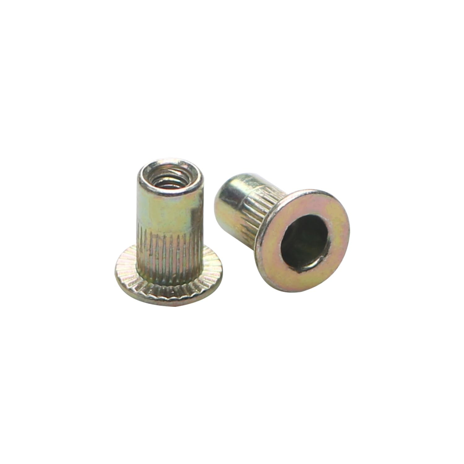 CERPXFF-100Pcs Rivet Nut M3x0.5 Colored Zinc Flat Head Embedded Metal ...