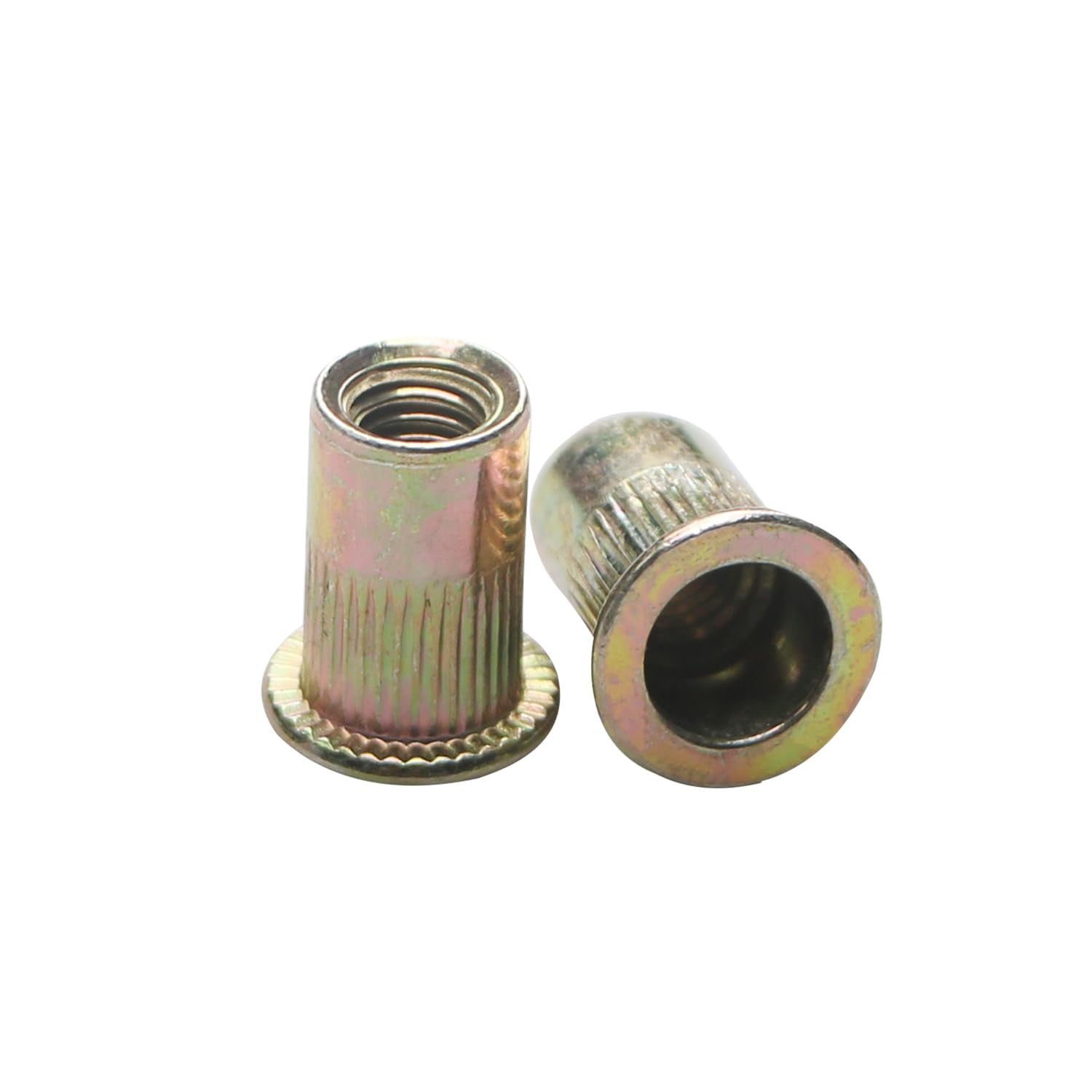 CERPXFF-100Pcs Rivet Nut M6x1 Colored Zinc Flat Head Embedded Metal ...