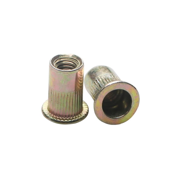 CERPXFF-100Pcs Rivet Nut M6x1 Colored Zinc Flat Head Embedded Metal ...