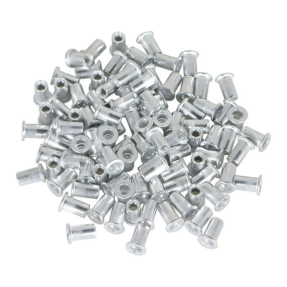 CERPXFF-100Pcs Rivet Nuts Kit 10-24 UNC Aluminum Flat Head Threaded ...
