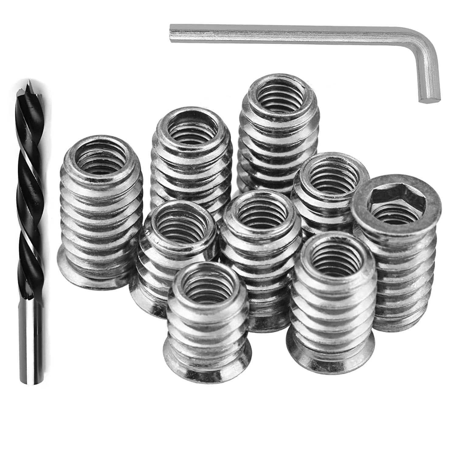 CERPXFF-100pcs Threaded Inserts for Wood, Screw in Nut Fastener ...