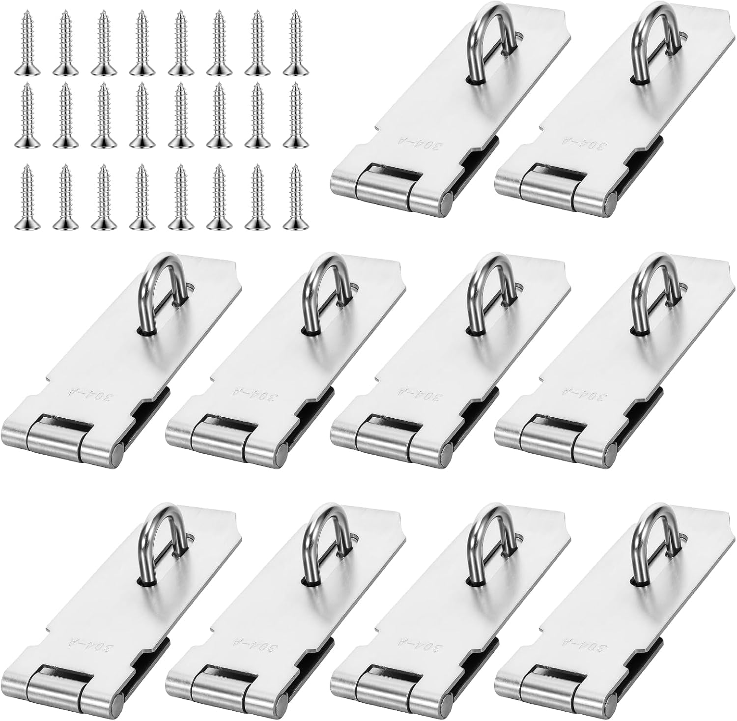 CERPXFF-10PCS Door Locks Hasp Latch, 4 Inch Hasp Lock Stainless Steel ...