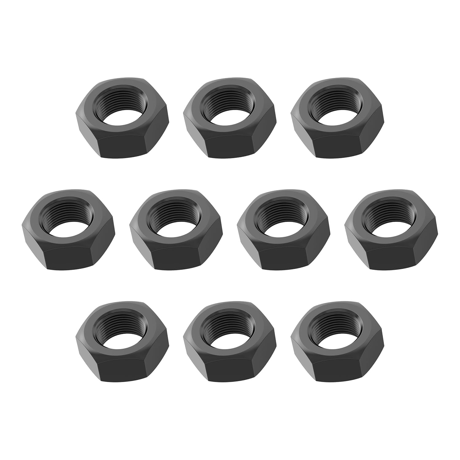 CERPXFF-10PCS M12-1.75 Black Hex Nuts, Carbon Steel Metric Coarse ...