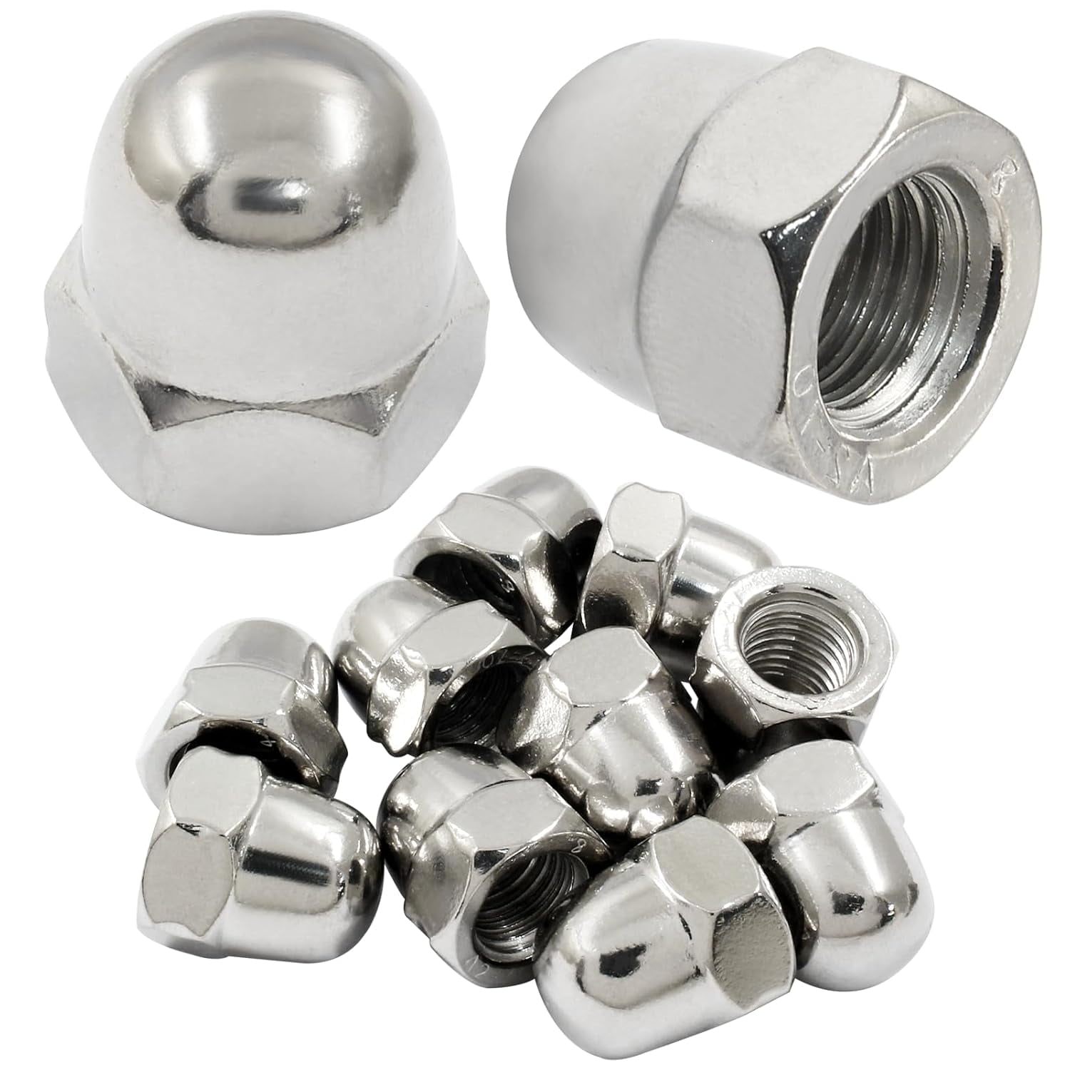 CERPXFF-10PCS M12-1.75mm Acorn Cap Nuts, Stainless Steel Hex Cap Dome ...