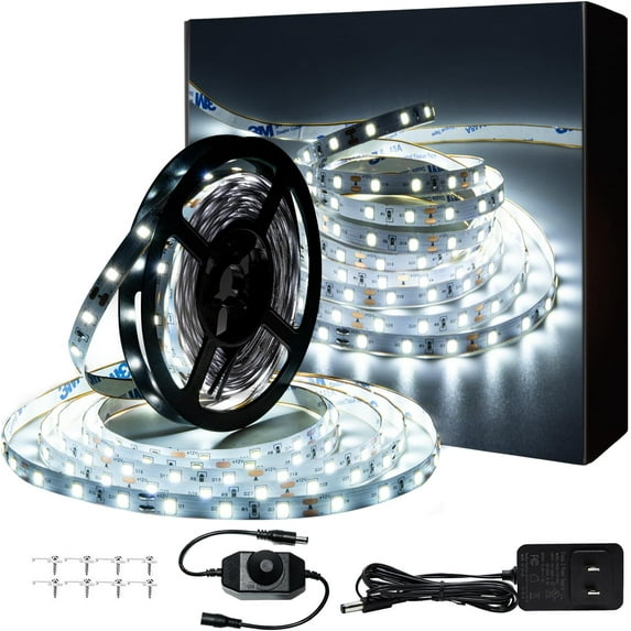 CERPXFF-10ft White LED Strip Lights,12V Dimmable Tape Lighting with ...