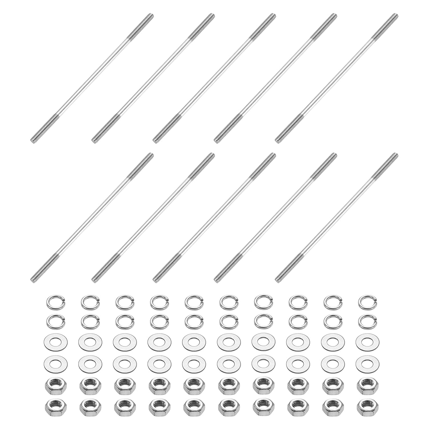 CERPXFF-10pcs Double Ended Stud Screws, M3x80mm 304 Stainless Steel ...