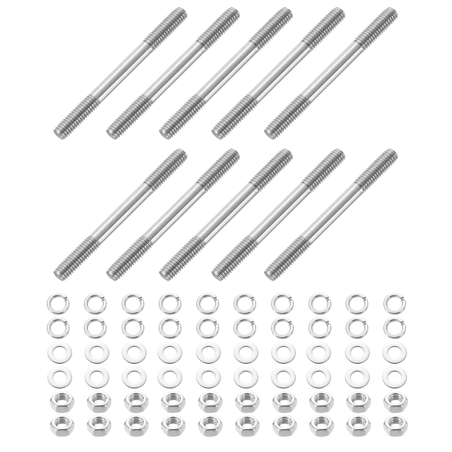 CERPXFF-10pcs Double Ended Stud Screws, M6x65mm 304 Stainless Steel ...