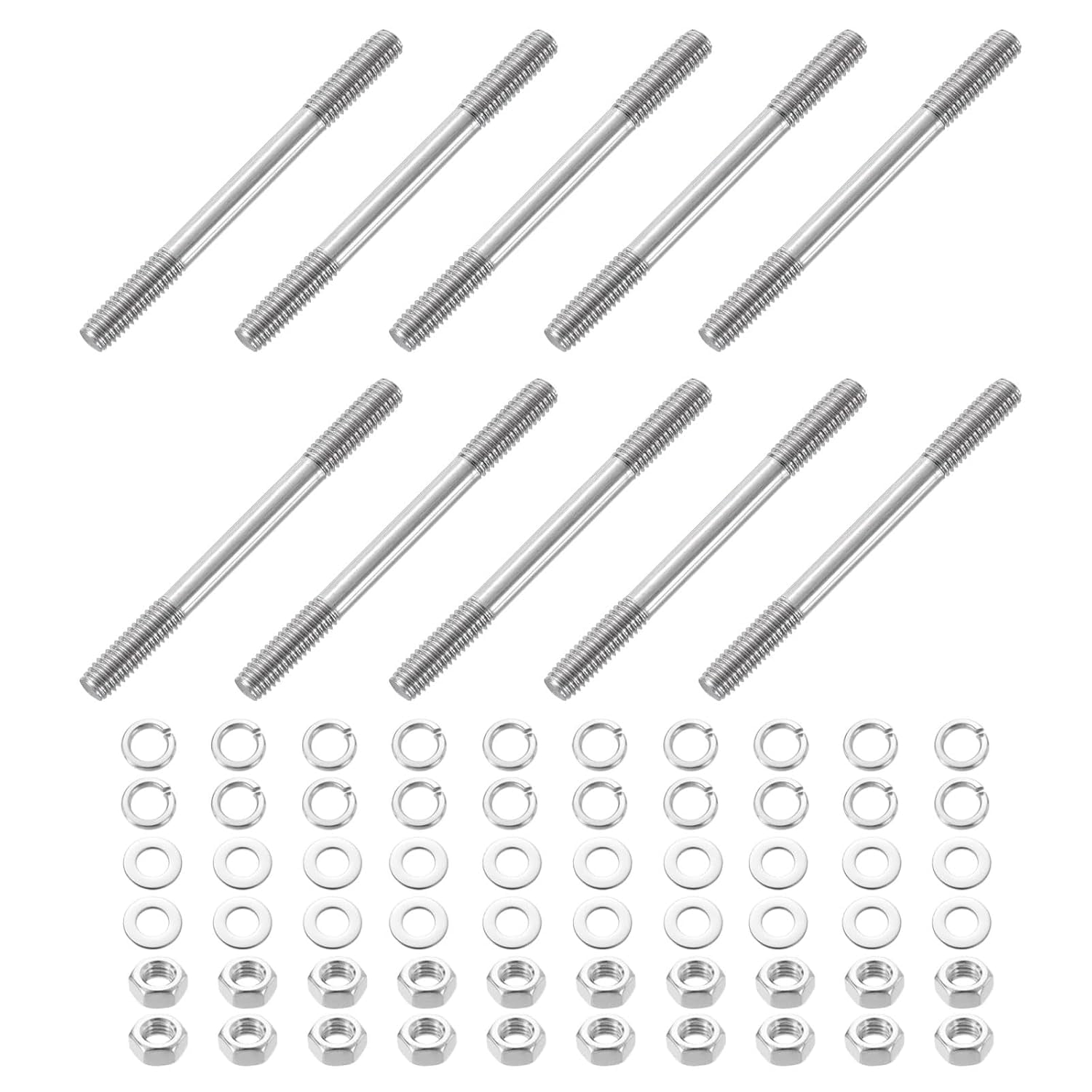 CERPXFF-10pcs Double Ended Stud Screws, M6x70mm 304 Stainless Steel ...