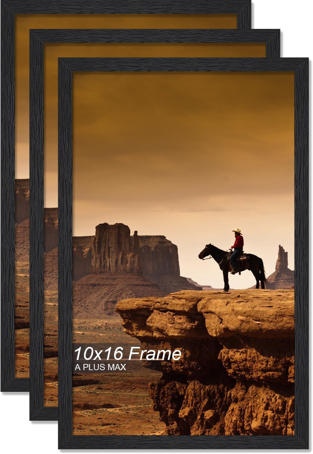 CERPXFF-10x16 Picture Frame Set of 3, Black Engineered Wood Frame for ...