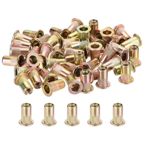 CERPXFF-110Pcs Rivet Nut Flat Head, #8-32 Carbon Steel Threaded Insert ...