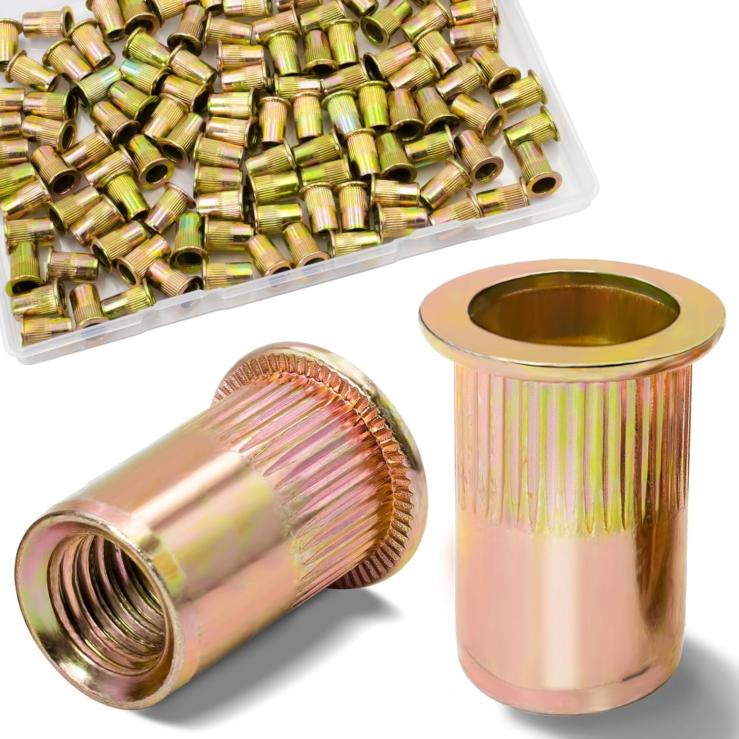 CERPXFF-115Pcs M6 Rivet Nuts, Metric Zinc Plated Finish Carbon Steel ...