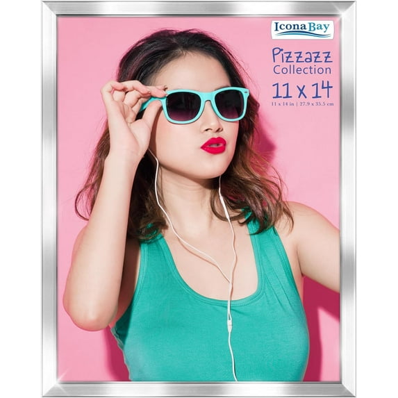 CERPXFF-11x14 Picture Frame, Silver Solid Wood Scandinavian Style Frame ...