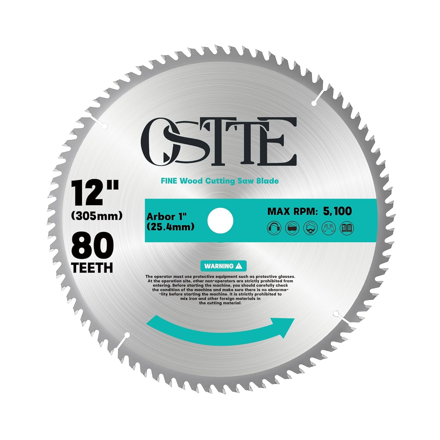 CERPXFF-12-Inch Miter Saw Blades 80-Tooth, 1 Inch Arbor, Woodworking ...