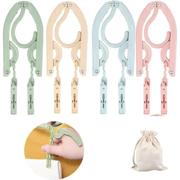 CERPXFF-12 Pcs Hangers with 24 Pcs Clips, Folding Clothes Hangers ...