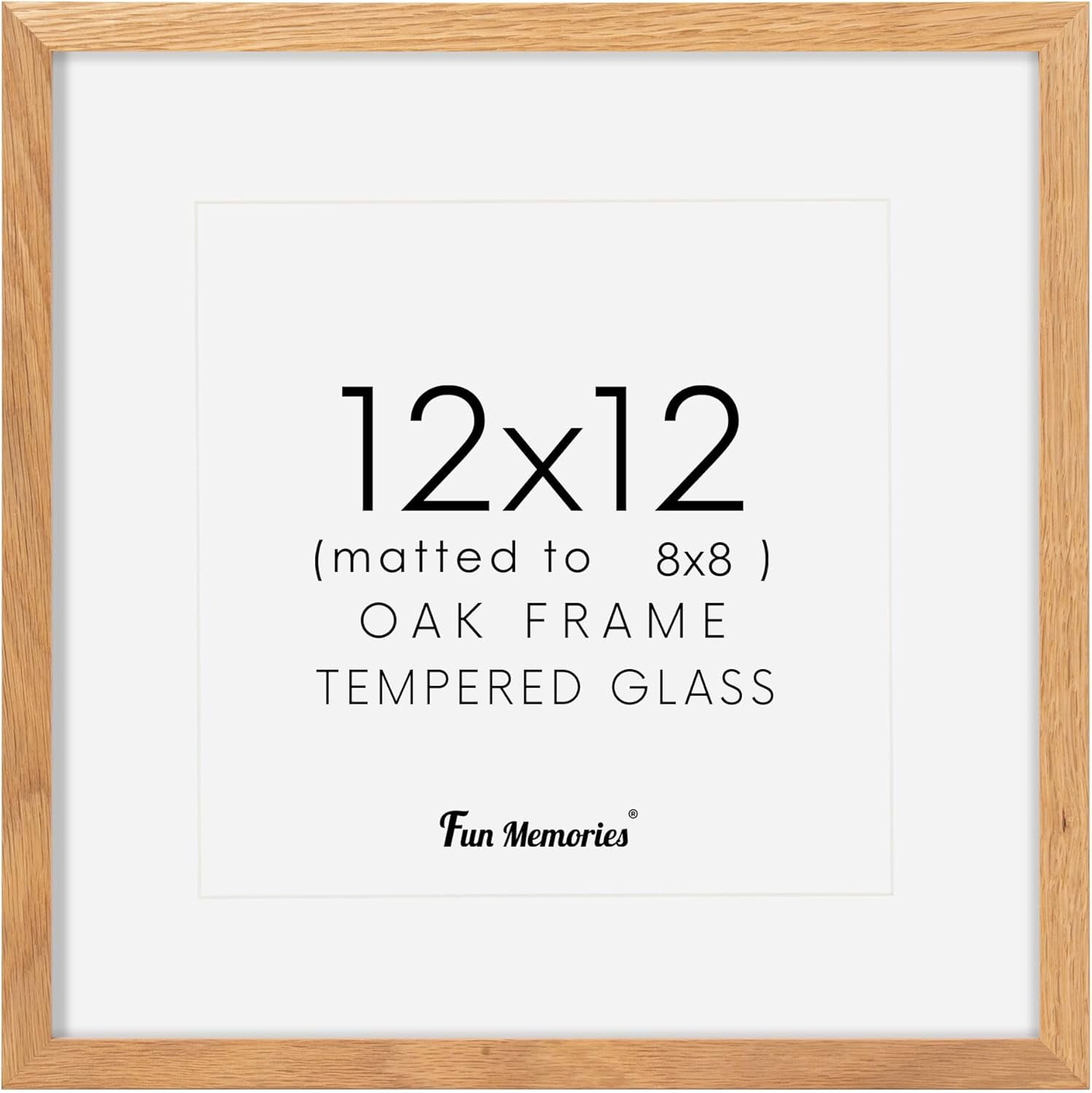 CERPXFF-12x12 Picture Frame, Solid Oak Wood 12"x12" Photo Frame for ...